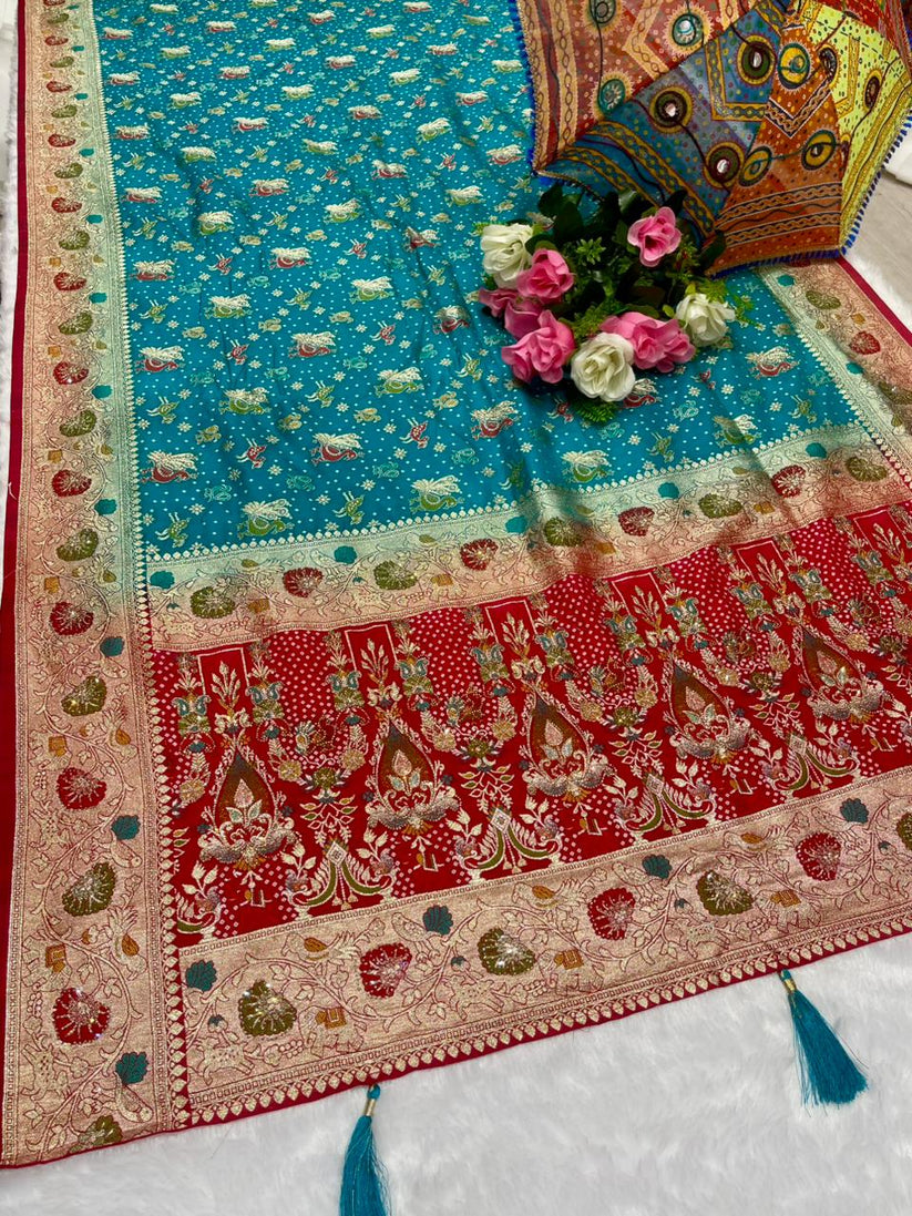 BS-TIM-TIM EUROPIAN DOLA SILK SAREE WITH 2D DYING WITH HEAVY MEENA WOR ...